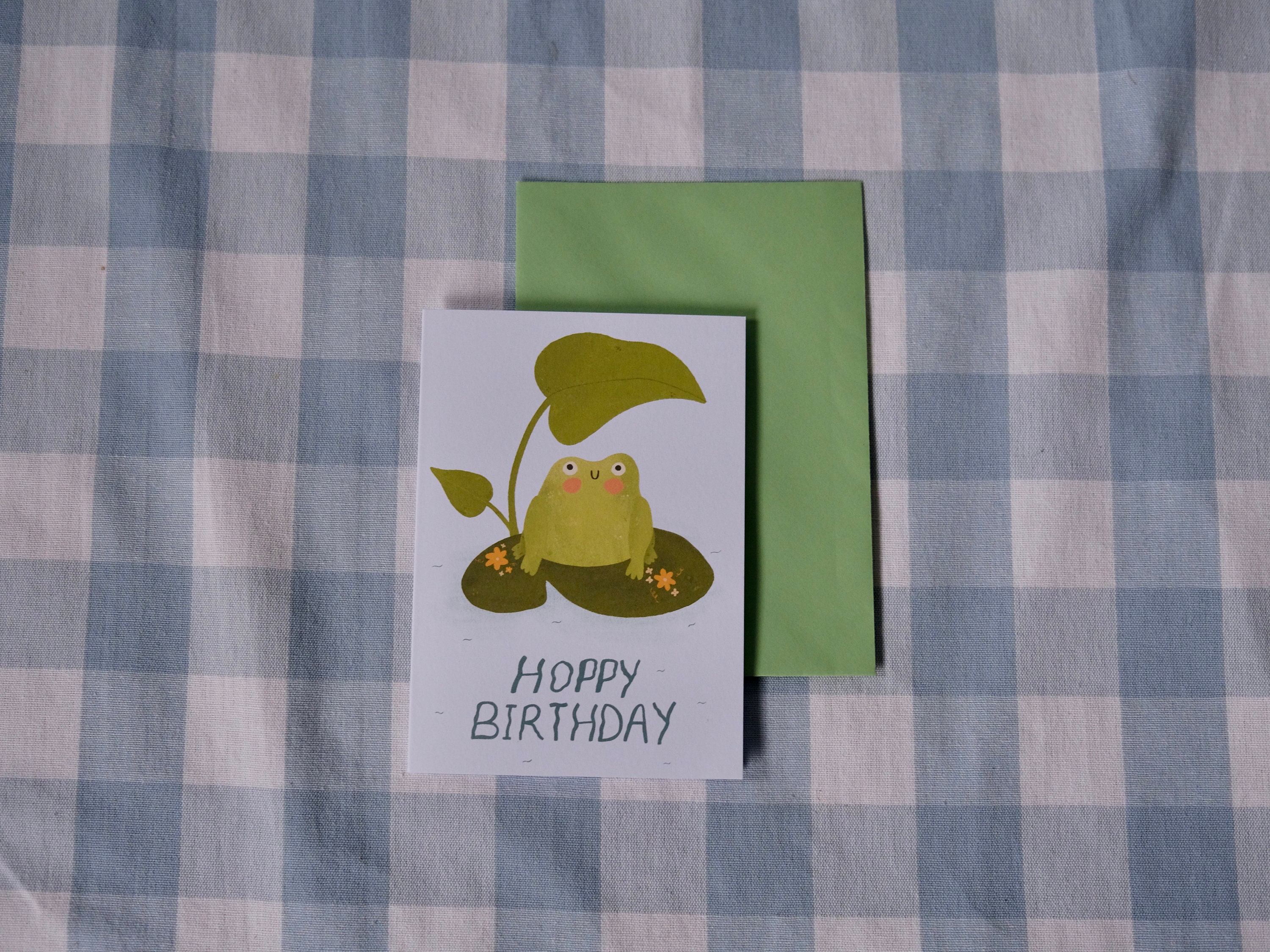 Hoppy Birthday Cute Frog Happy Birthday Greeting Blank - Etsy