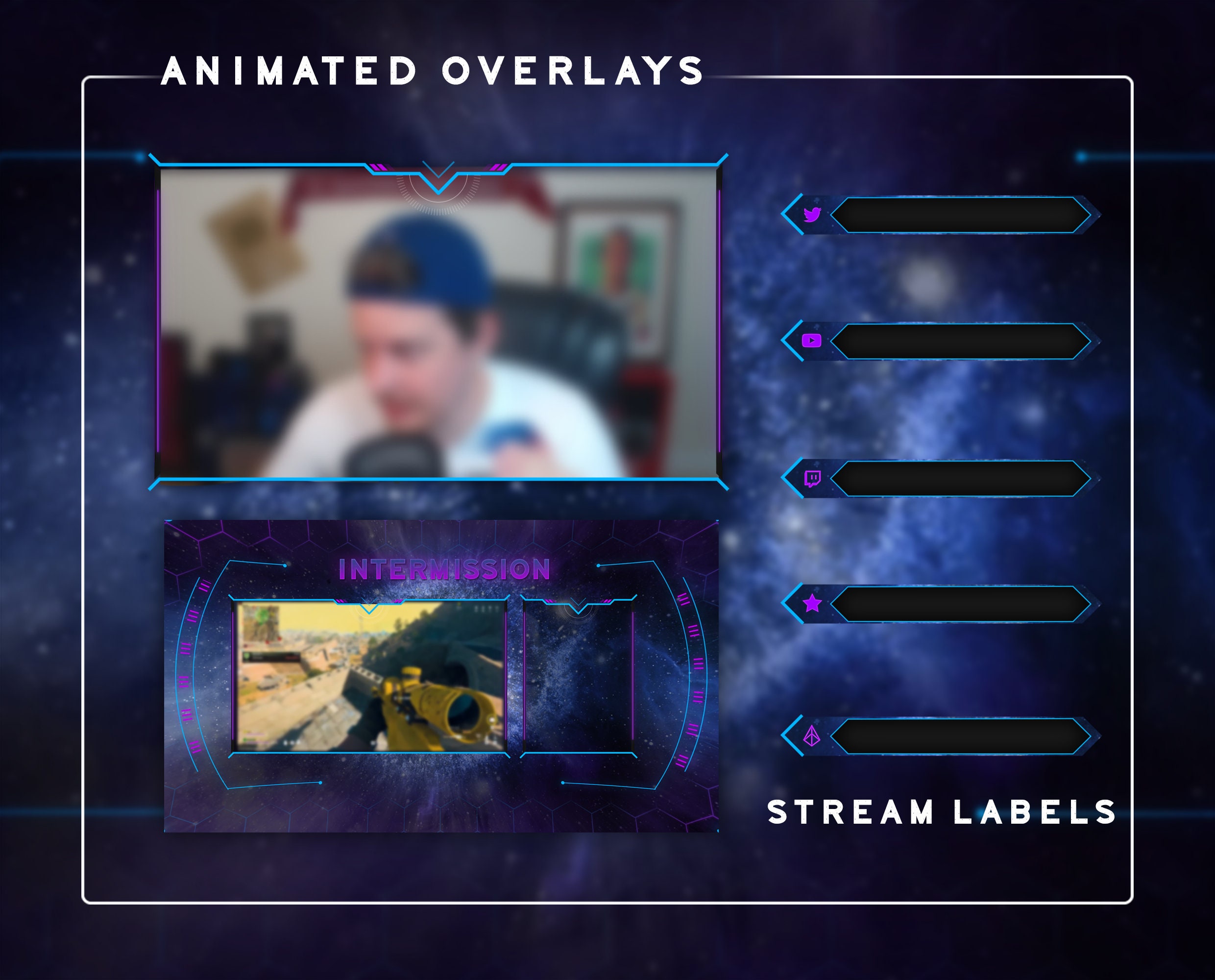 Deep Space Animated Overlay/galaxy Theme/animated Twitch Overlay ...