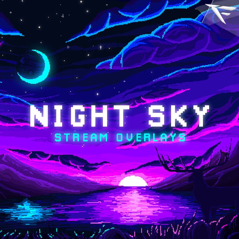 Night Sky Animated Stream Package: Lofi Pixel Art Twitch Set (digital ...