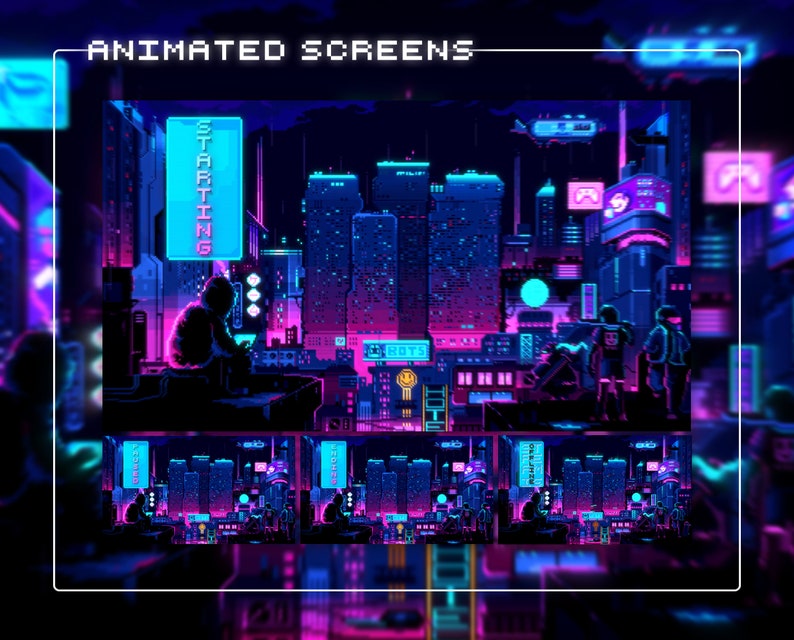 Cyber City Animated Stream Package: Pixel Art Twitch Set - Etsy
