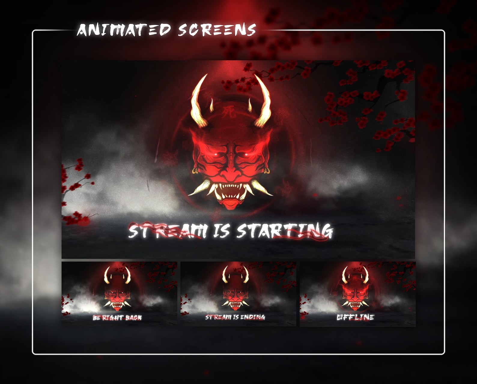 ONI Animated Stream Overlay: Dark Japanese Theme Twitch Pack - Etsy