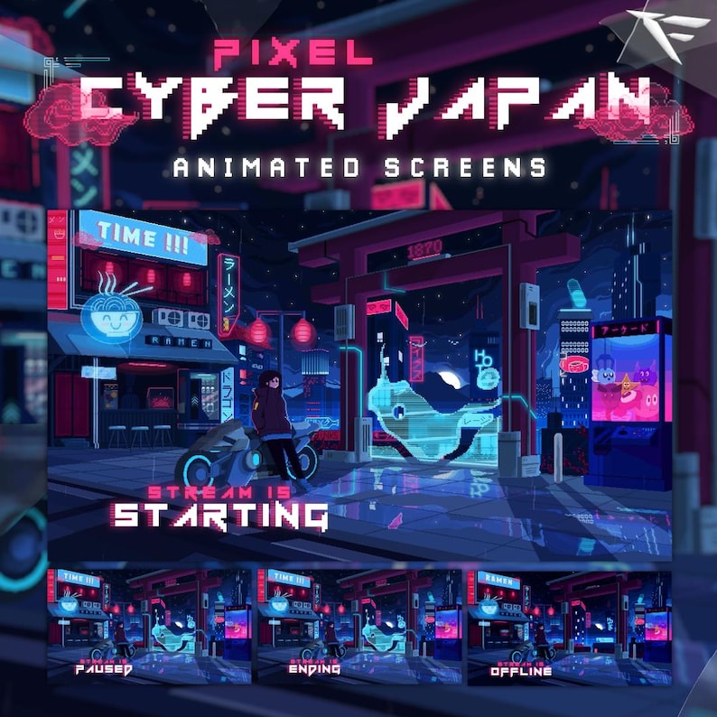 Superposiciones de Twitch de Pixel Cyber Japan/Estética japonesa/Tema cyberpunk/Cyberpunk2077 ...