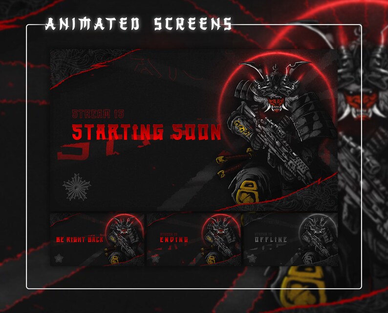 Japanese SWAT Samurai Animated Stream Overlay: Complete Twitch/youtube ...