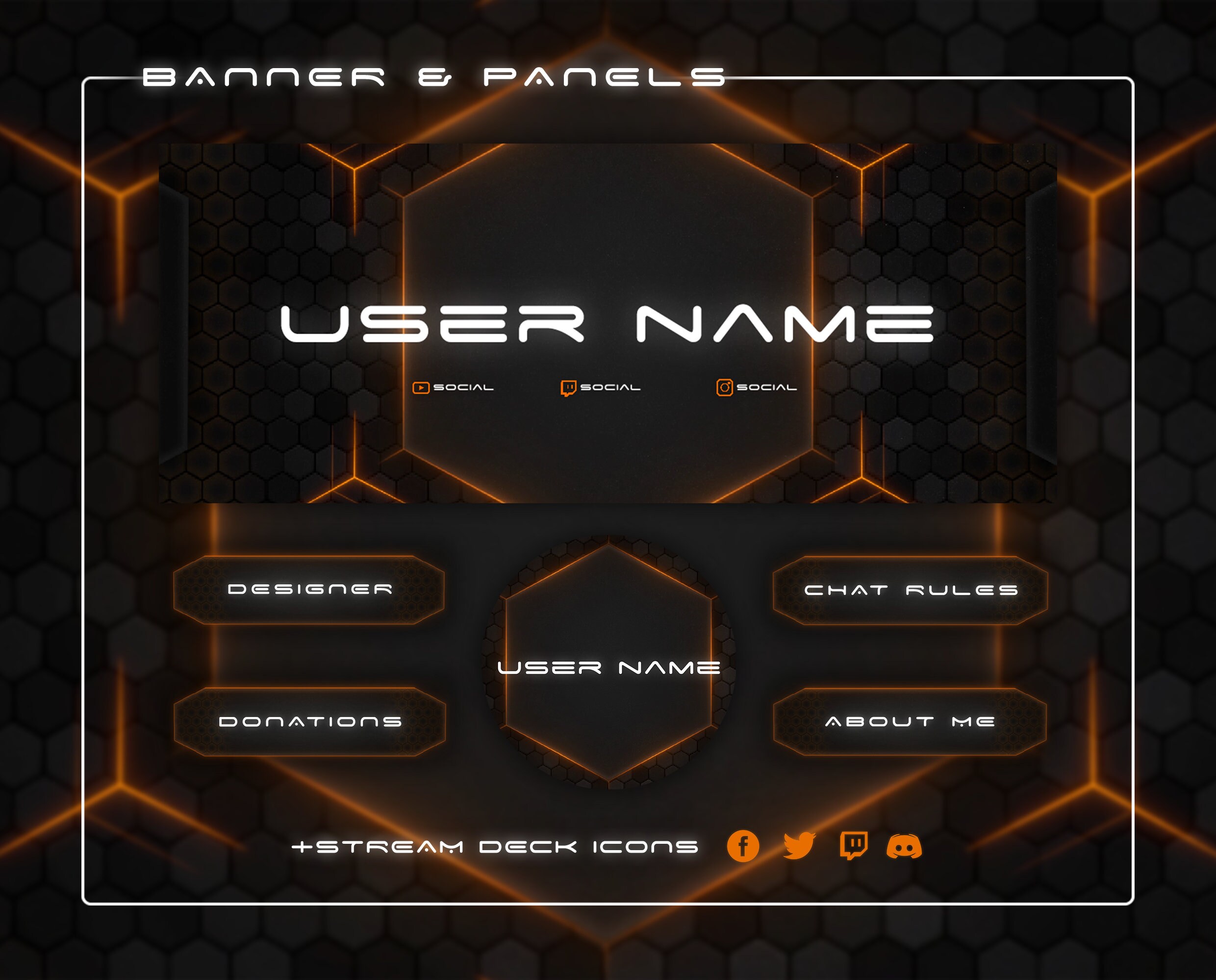 Hexagon Animated Overlay/geometric Neon Theme/animated Twitch Overlay ...