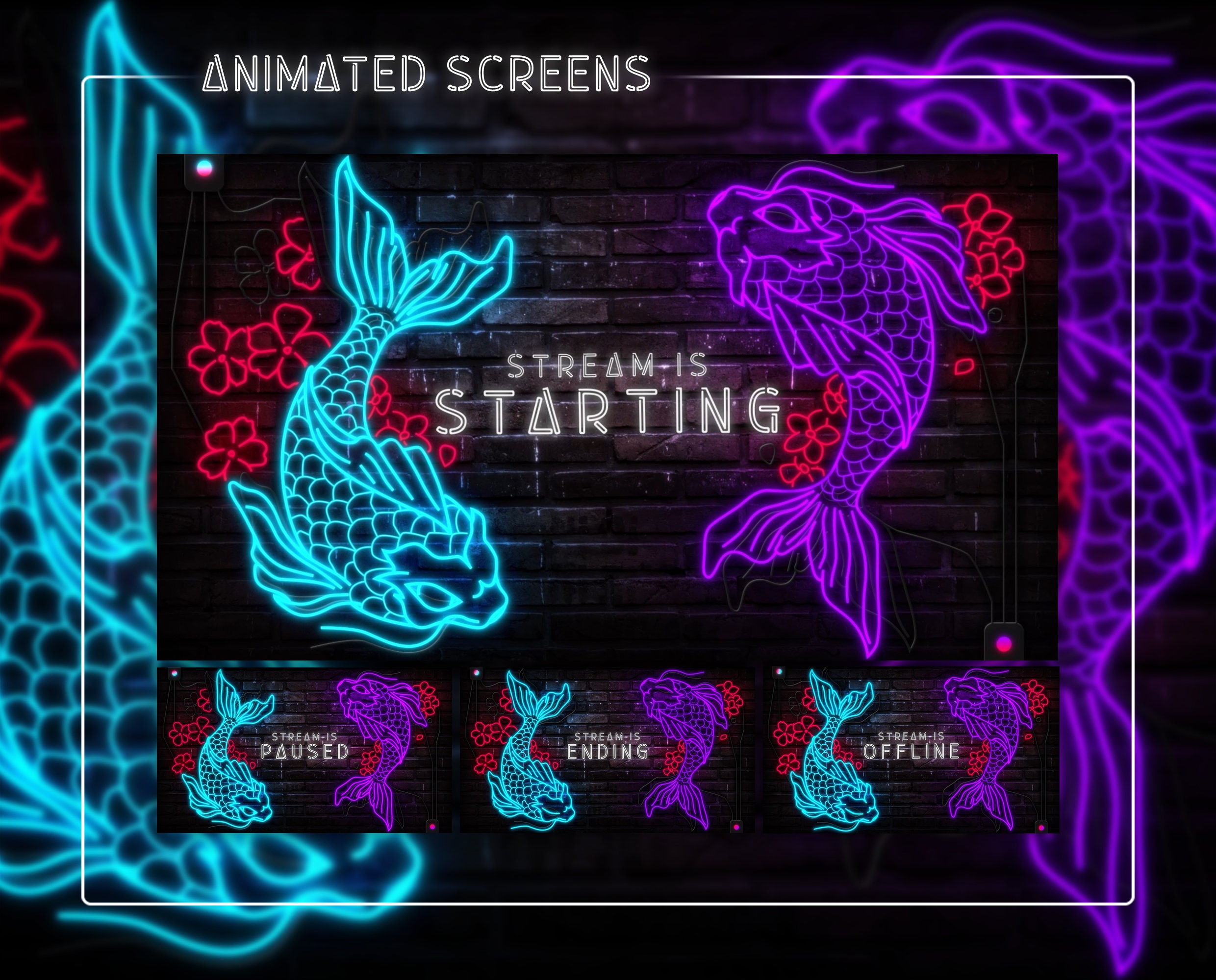 Yin Yang Animated Stream Package/japanese Aesthetic/aesthetic Neon ...