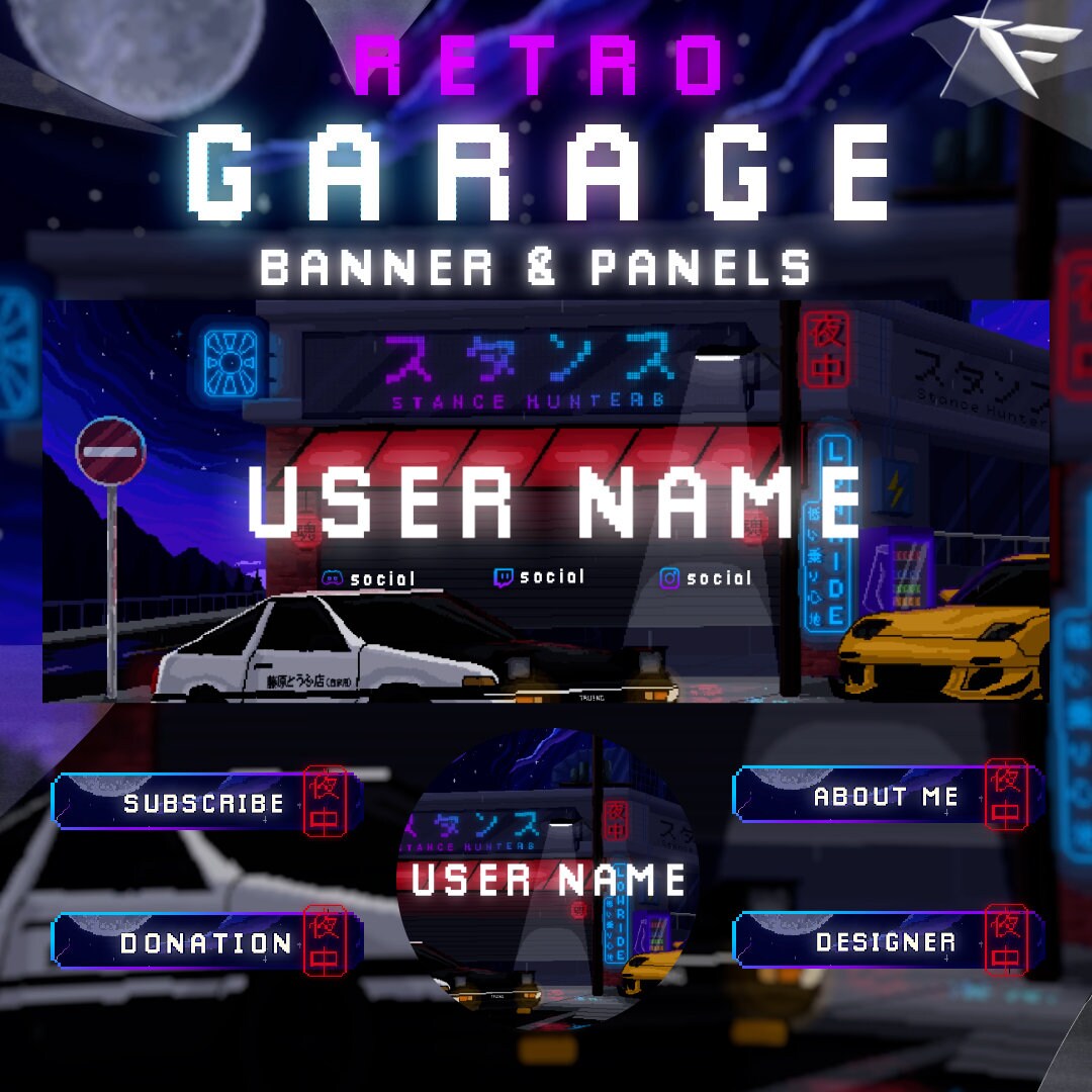Retro Garage Animated Stream Package: Racing Pixel Art Twitch Set - Etsy
