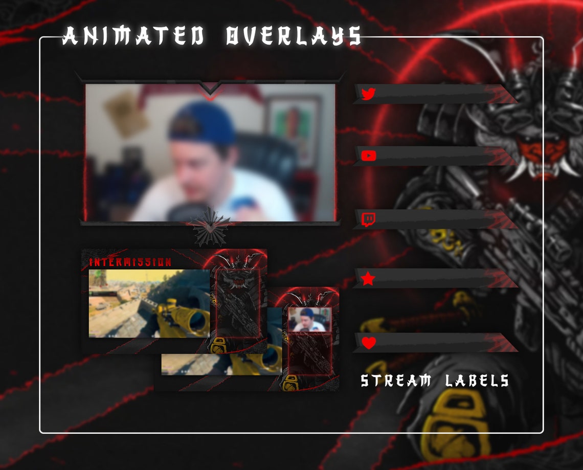 Japanese SWAT Animated Overlay/samurai Theme/animated Twitch Overlay ...
