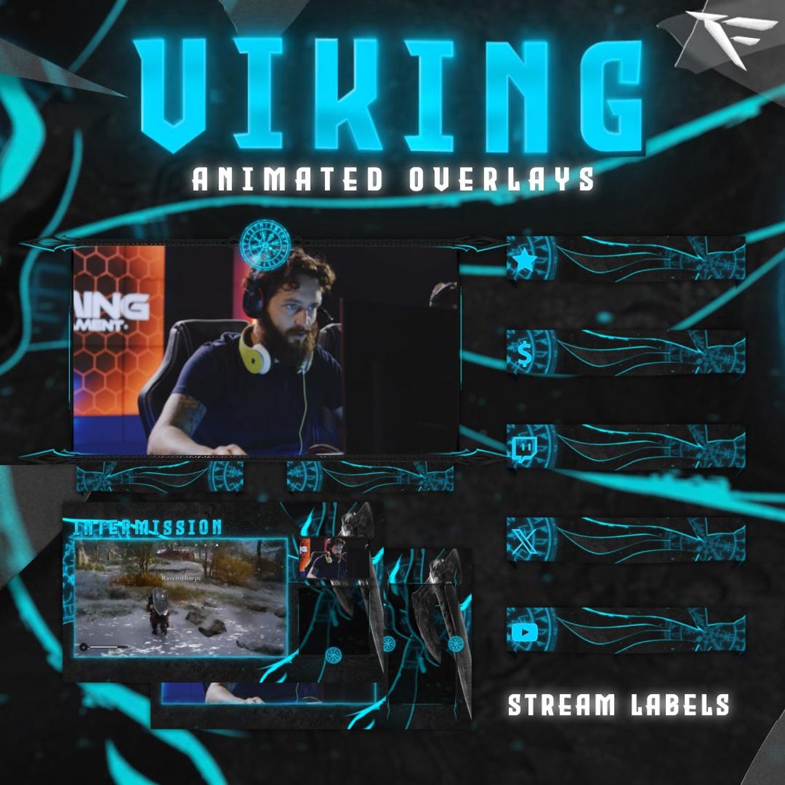 Animated Viking Stream Overlay: Norse Mythology Twitch Package - Etsy