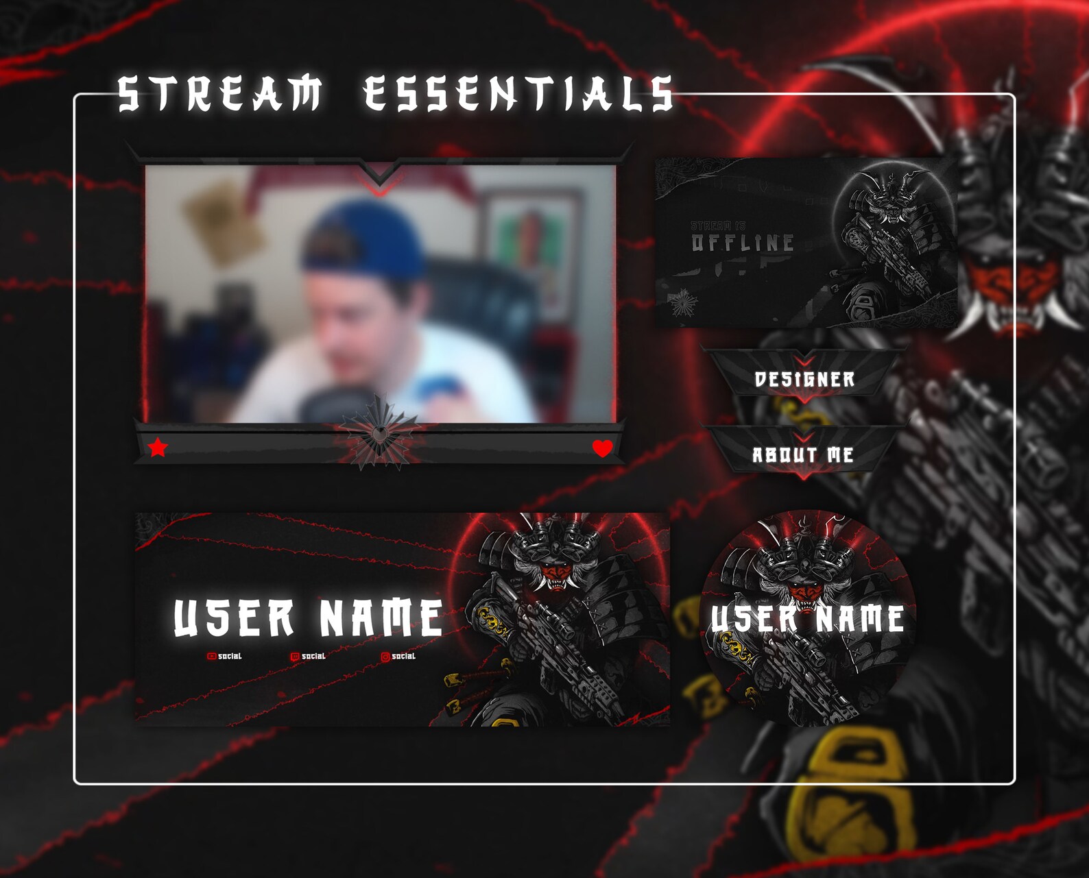 Japanese SWAT Animated Essentials/samurai Theme/animated Twitch Overlay ...