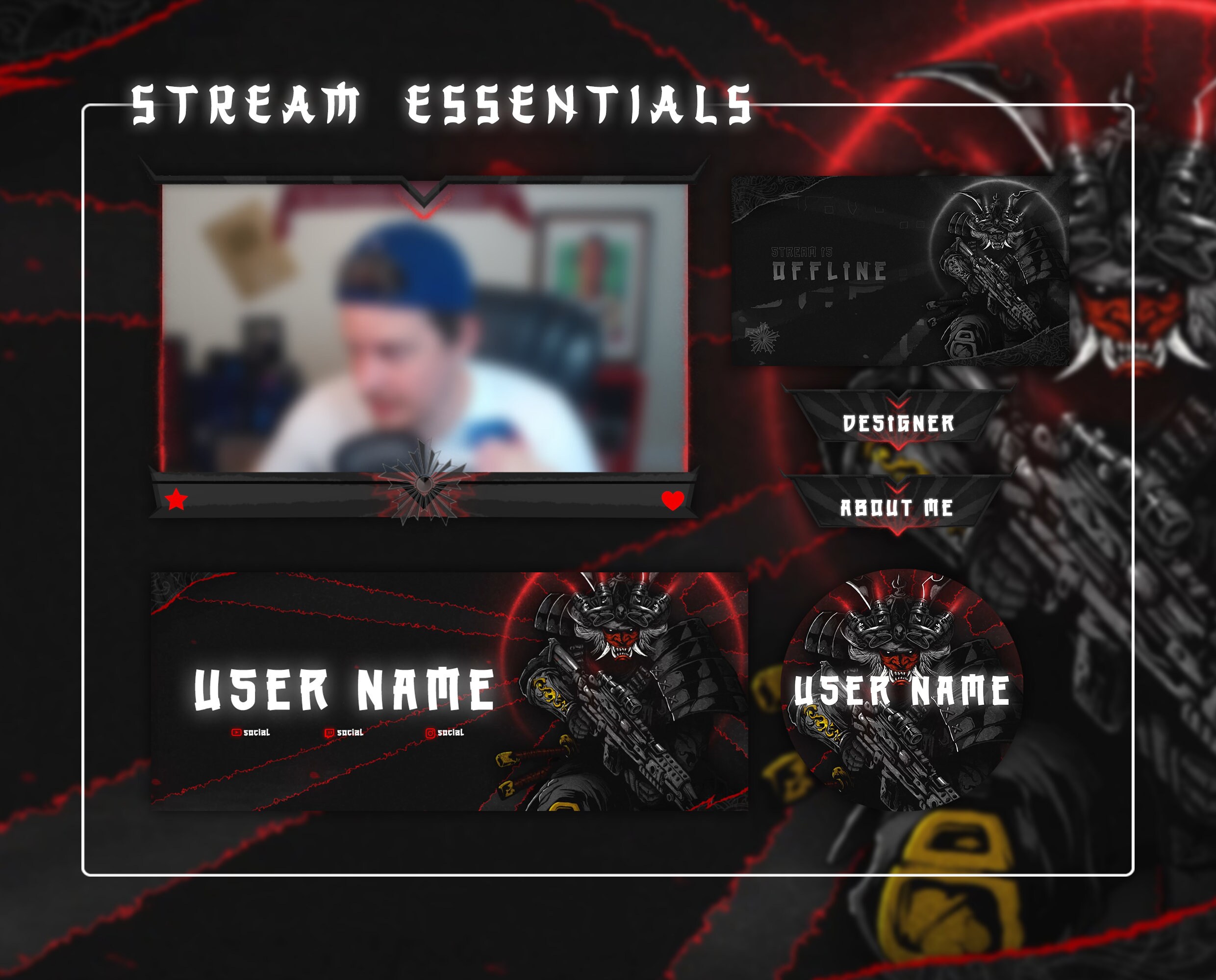 Japanese SWAT Animated Essentials/samurai Theme/animated Twitch Overlay ...