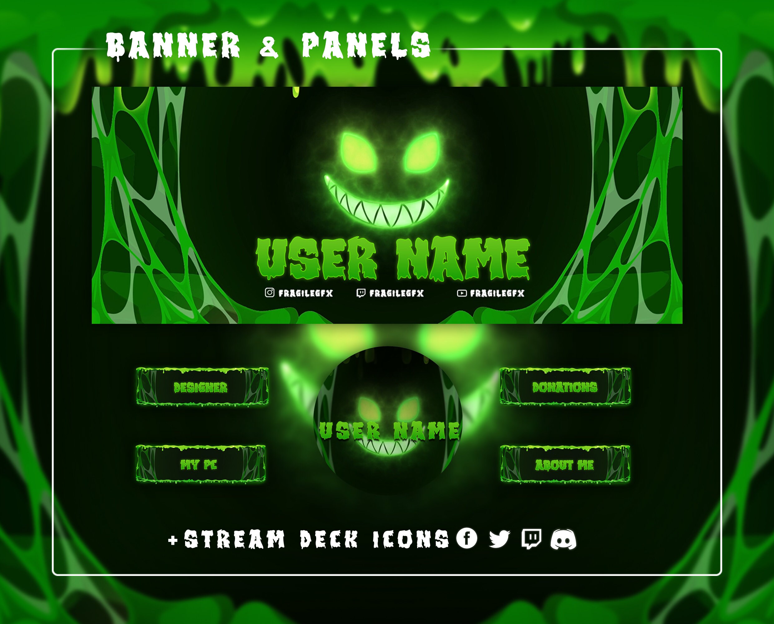 Animated Slime Monster Stream Overlay Package: Horror Theme - Etsy