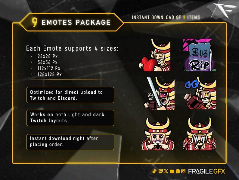Samurai Twitch Emotes - Stream Emotes for Twitch, Discord, Youtube and ...