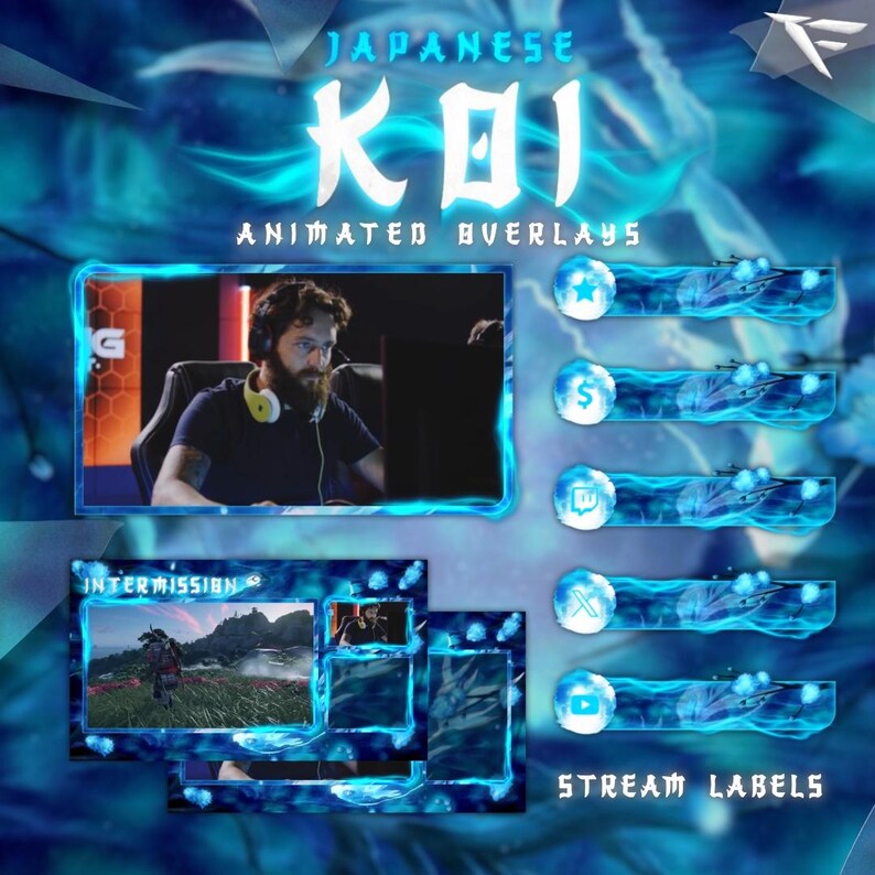 Japanese Koi Animated Stream Package: Relaxing Twitch Overlays (digital ...