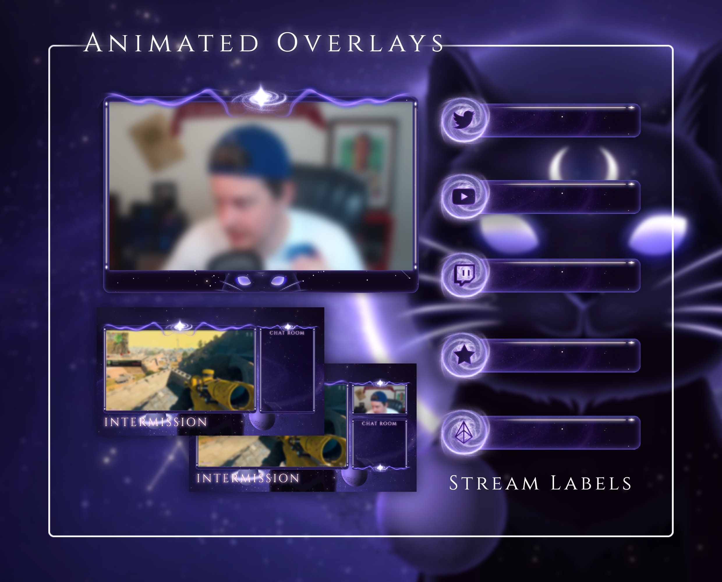 Celestial Cat Animated Stream Overlay/cats Theme/space Overlay ...