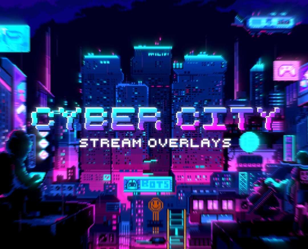 Cyber City Animated Stream Package: Pixel Art Twitch Set - Etsy