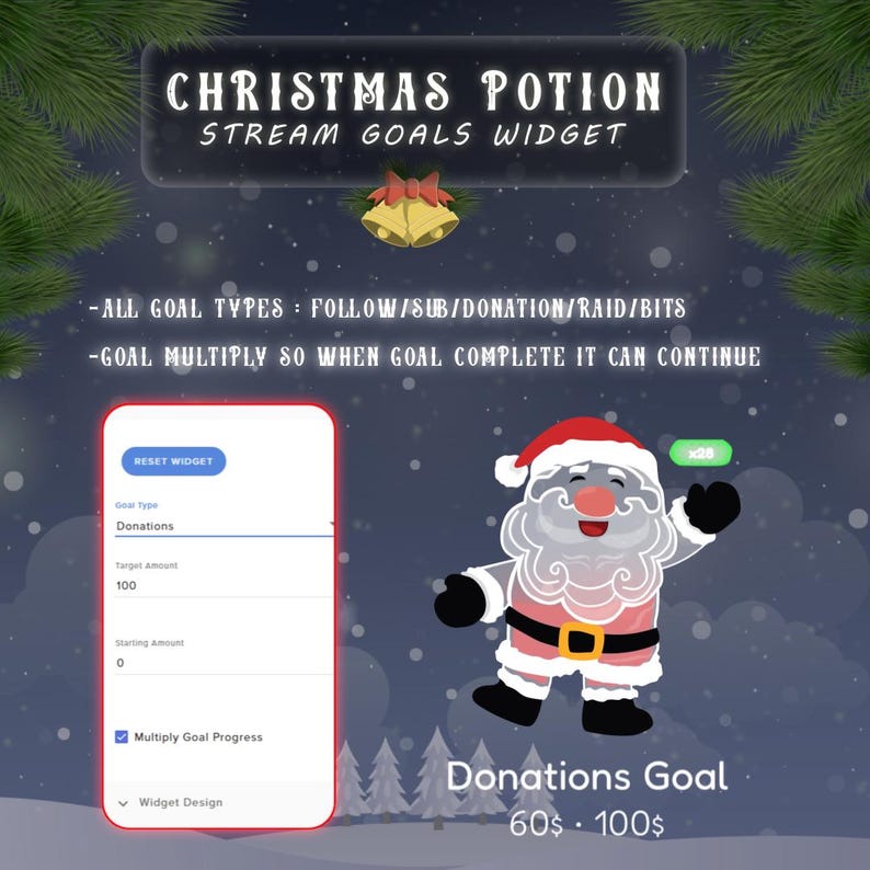 Christmas Potion Goal Widget for Streamelements | Holiday Twitch Goal ...