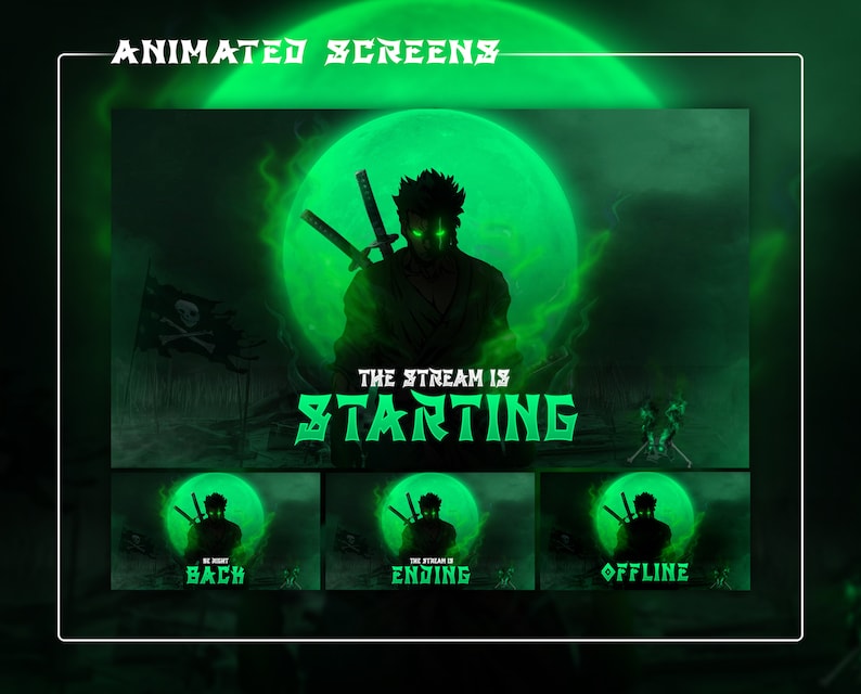 Pirate Hunter Animated Stream Overlay: Anime Theme, Twitch Panels ...