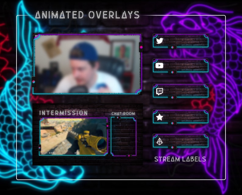 Yin Yang Animated Stream Package/japanese Aesthetic/aesthetic Neon ...