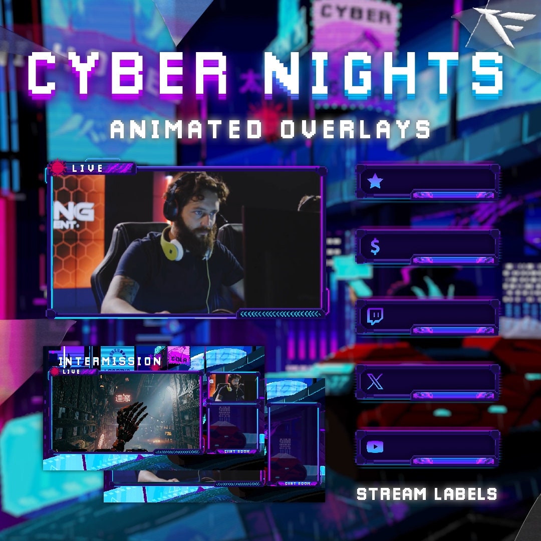 Cyber Nights Animated Stream Package/futuristic Aesthetic/pixel Art ...