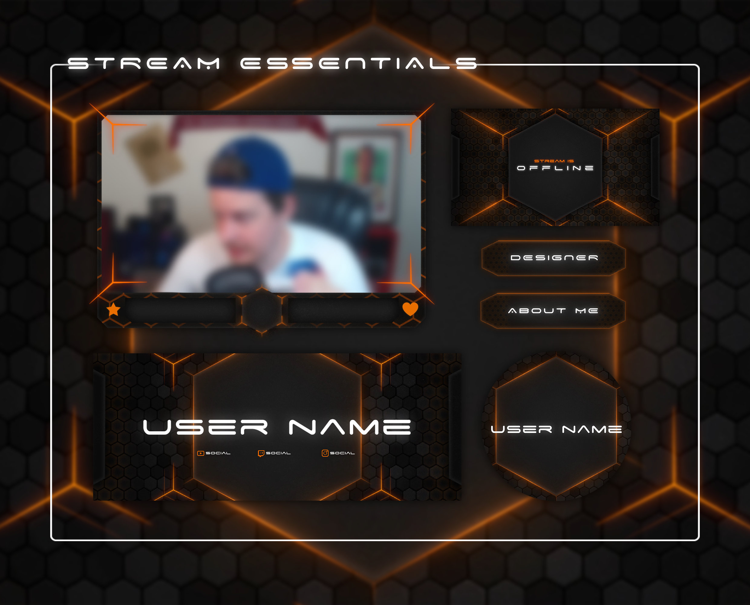 Hexagon Animated Essentials/geometric Neon Theme/animated Twitch ...