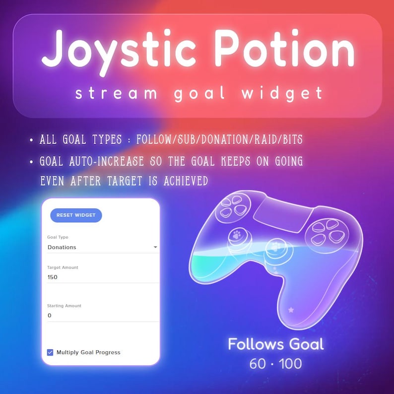 Joystick Potion Goal Widget for Streamelements | Gaming Twitch Goal ...