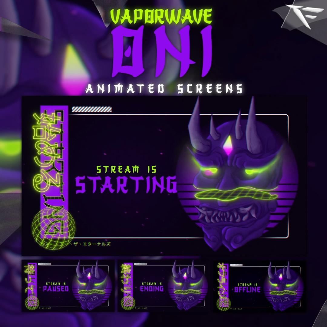 Vaporwave ONI Animated Stream Package/japanese Aesthetic/oni/futuristic ...