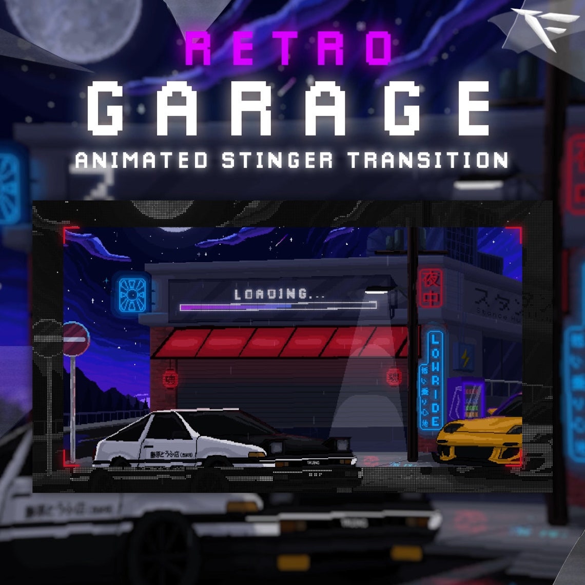 Retro Garage Animated Stream Package: Racing Pixel Art Twitch Set - Etsy