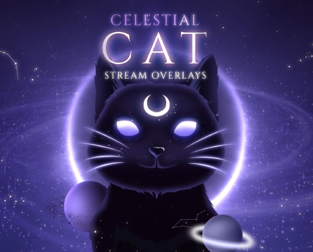Celestial Cat Animated Stream Overlay: Space Galaxy Theme (instant ...