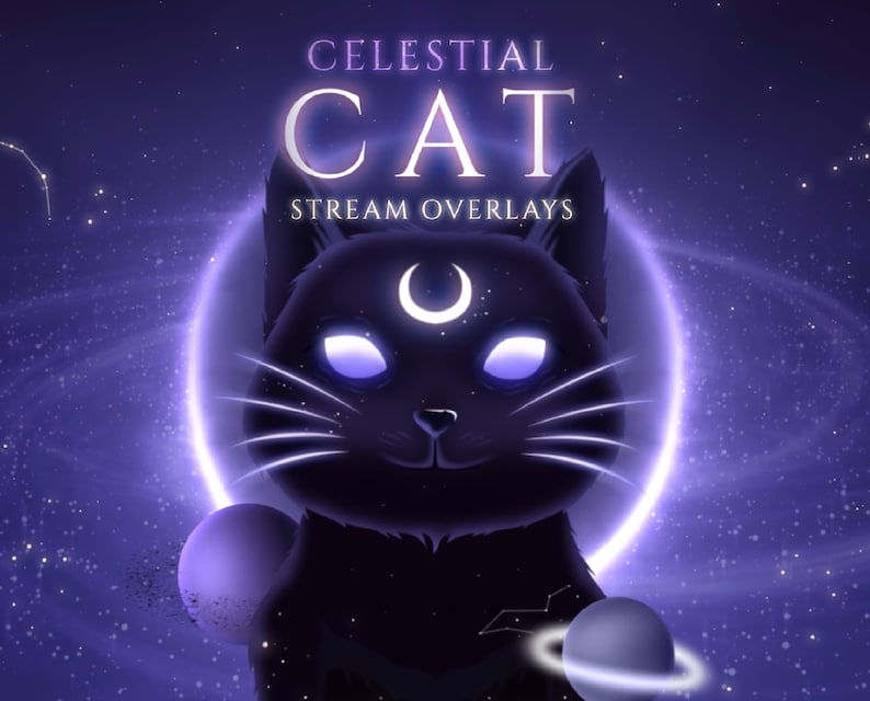 Celestial Cat Animated Stream Overlay: Space Galaxy Theme (instant ...