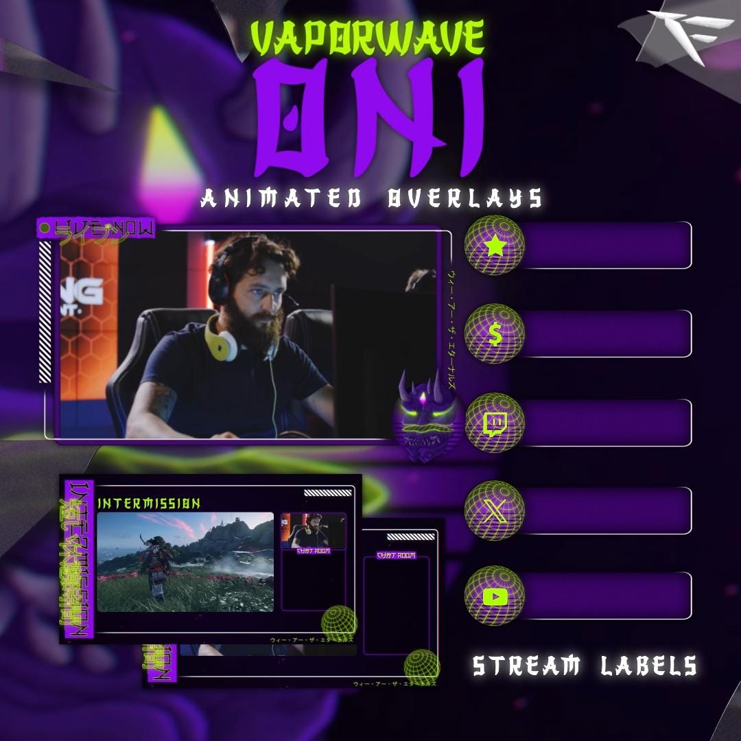 Vaporwave ONI Animated Stream Package/japanese Aesthetic/oni/futuristic ...