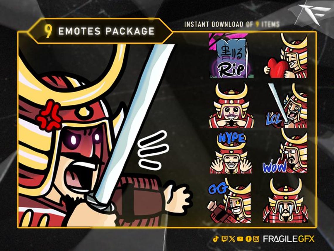 Samurai Twitch Emotes - Stream Emotes for Twitch, Discord, Youtube and ...