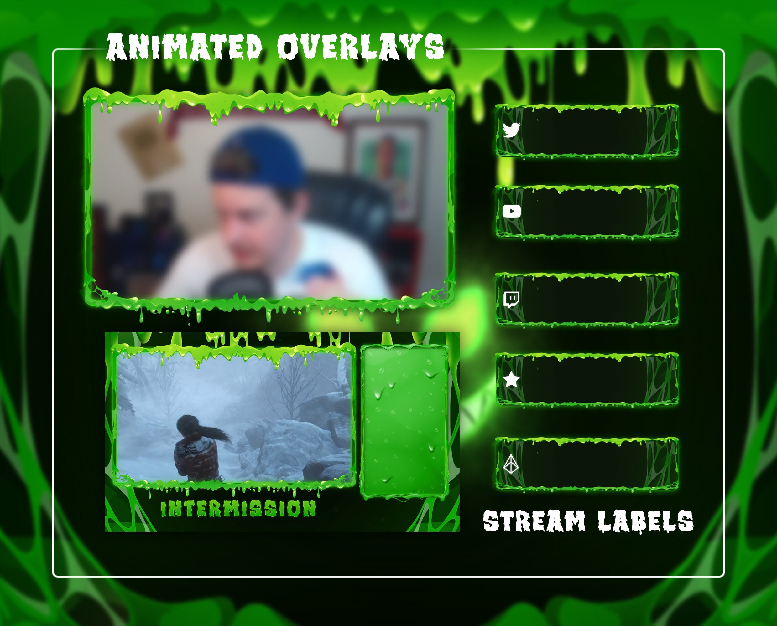 Slime Monster Animated Stream Overlays/psychedelic Aesthetic/slime ...