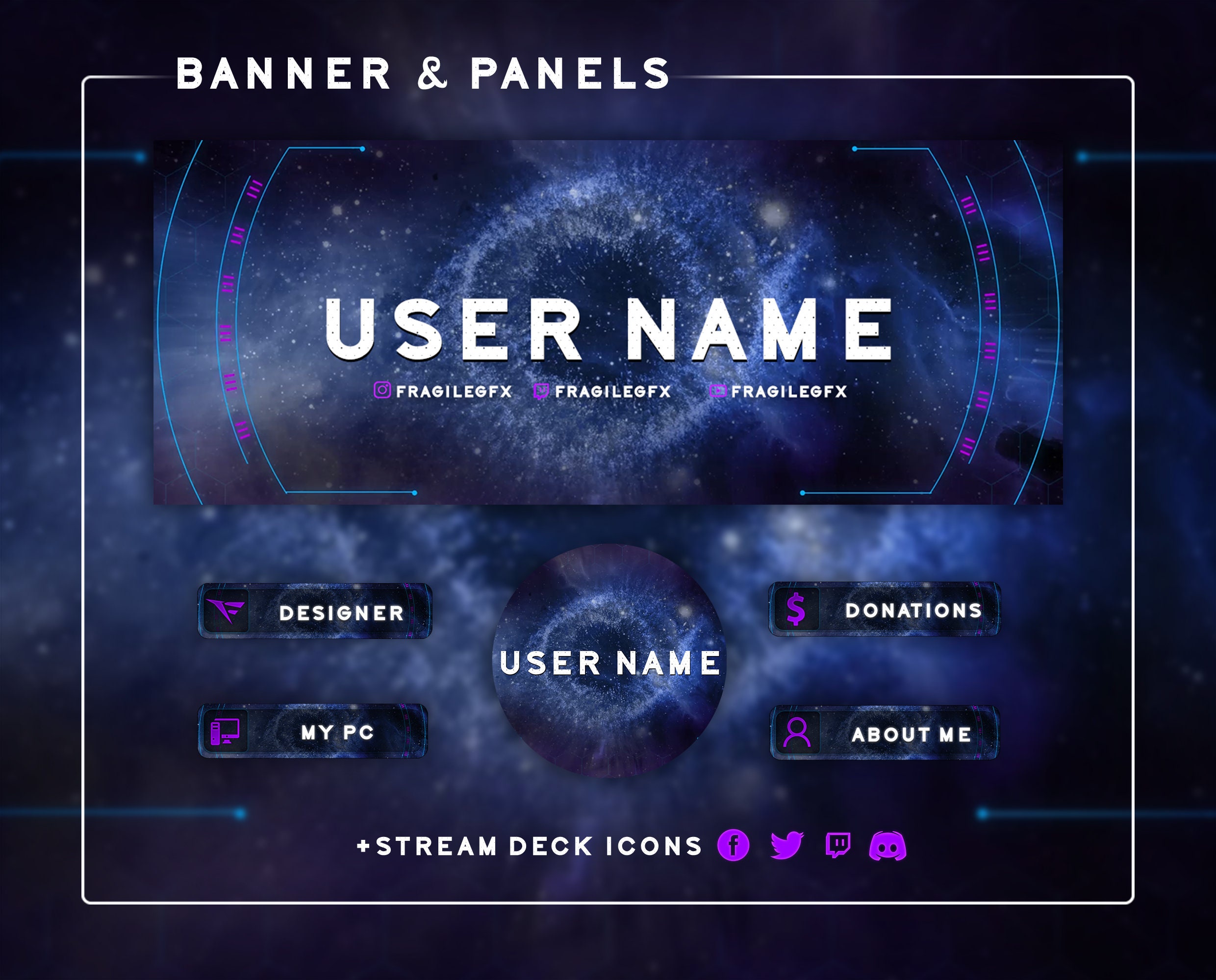 Deep Space Animated Overlay/galaxy Theme/animated Twitch Overlay ...