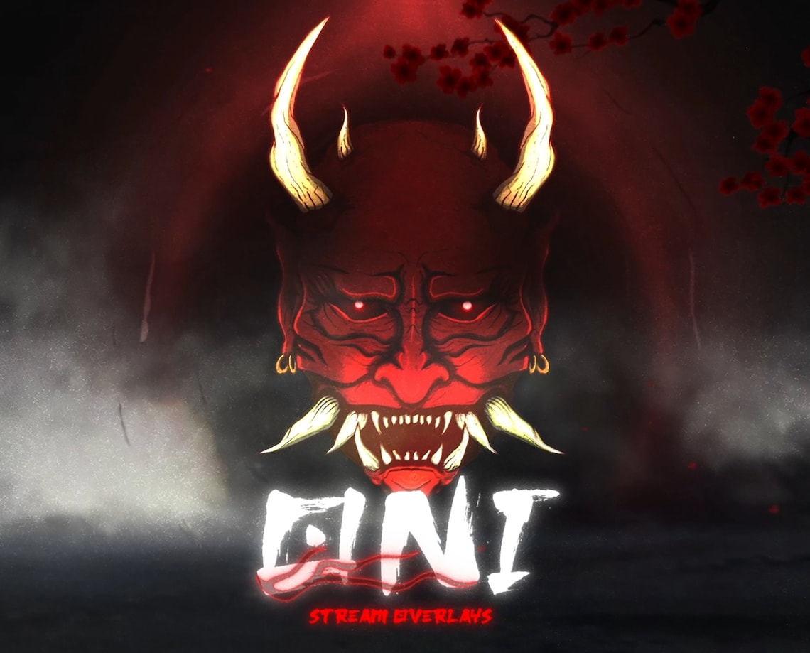 ONI Animated Stream Overlay: Dark Japanese Theme Twitch Pack - Etsy