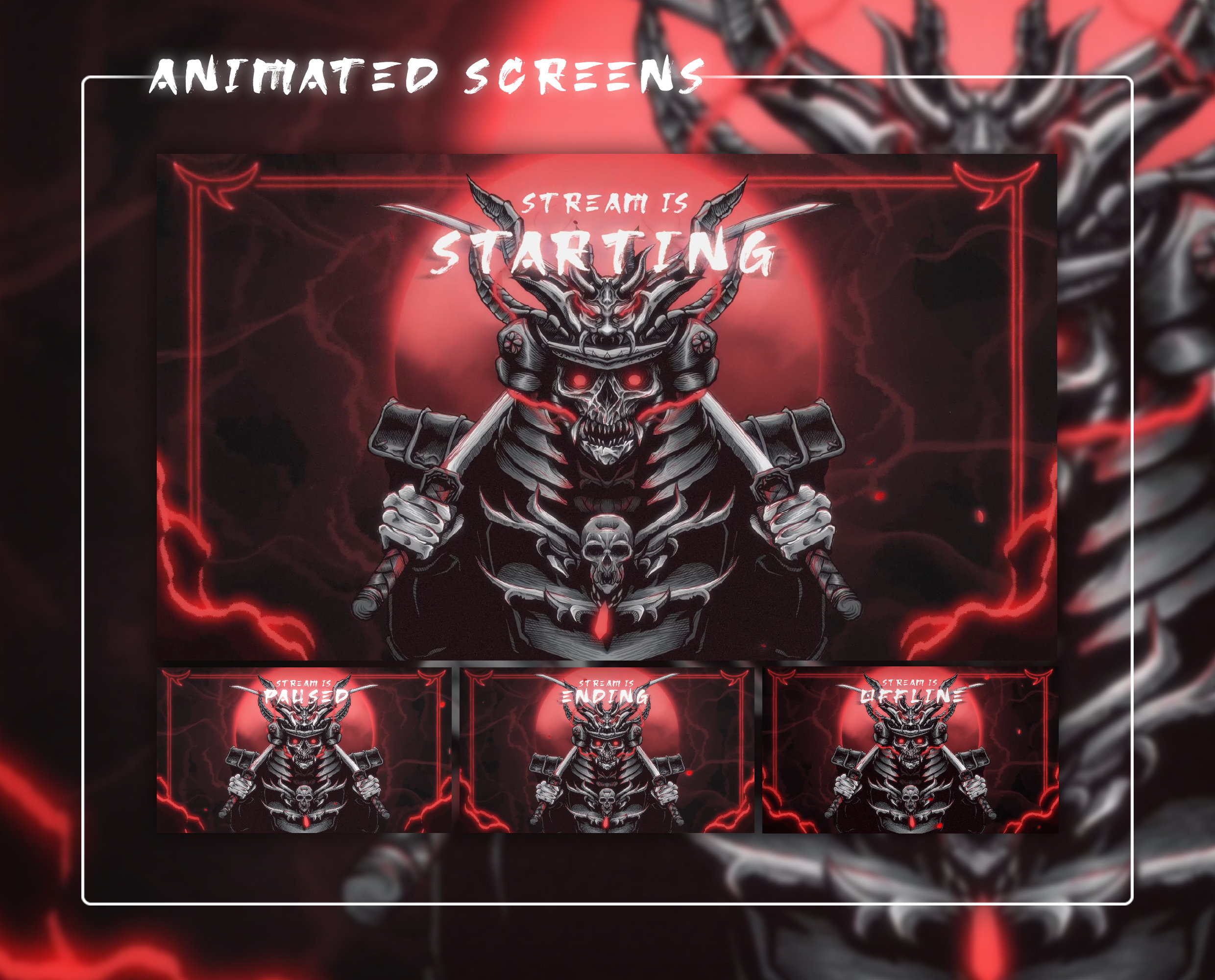 Undead Samurai Animated Stream Overlay: Dark Japanese Theme (twitch ...