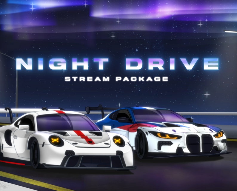 Animated Racing Twitch Overlay Pack for OBS & Streamelements | Night ...