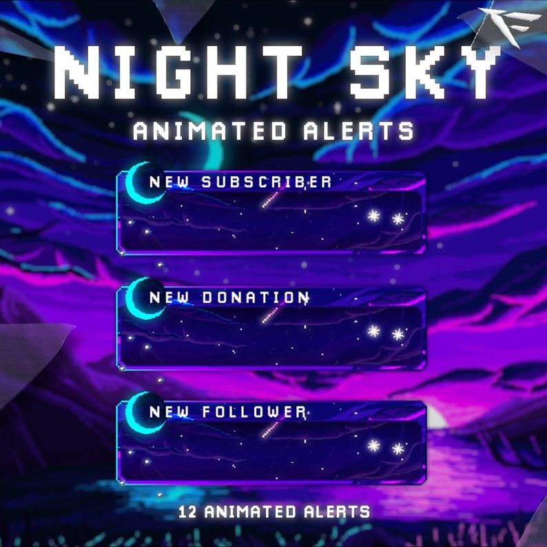 Night Sky Animated Stream Alerts/lofi Aesthetic/pixel Art/night Stars ...
