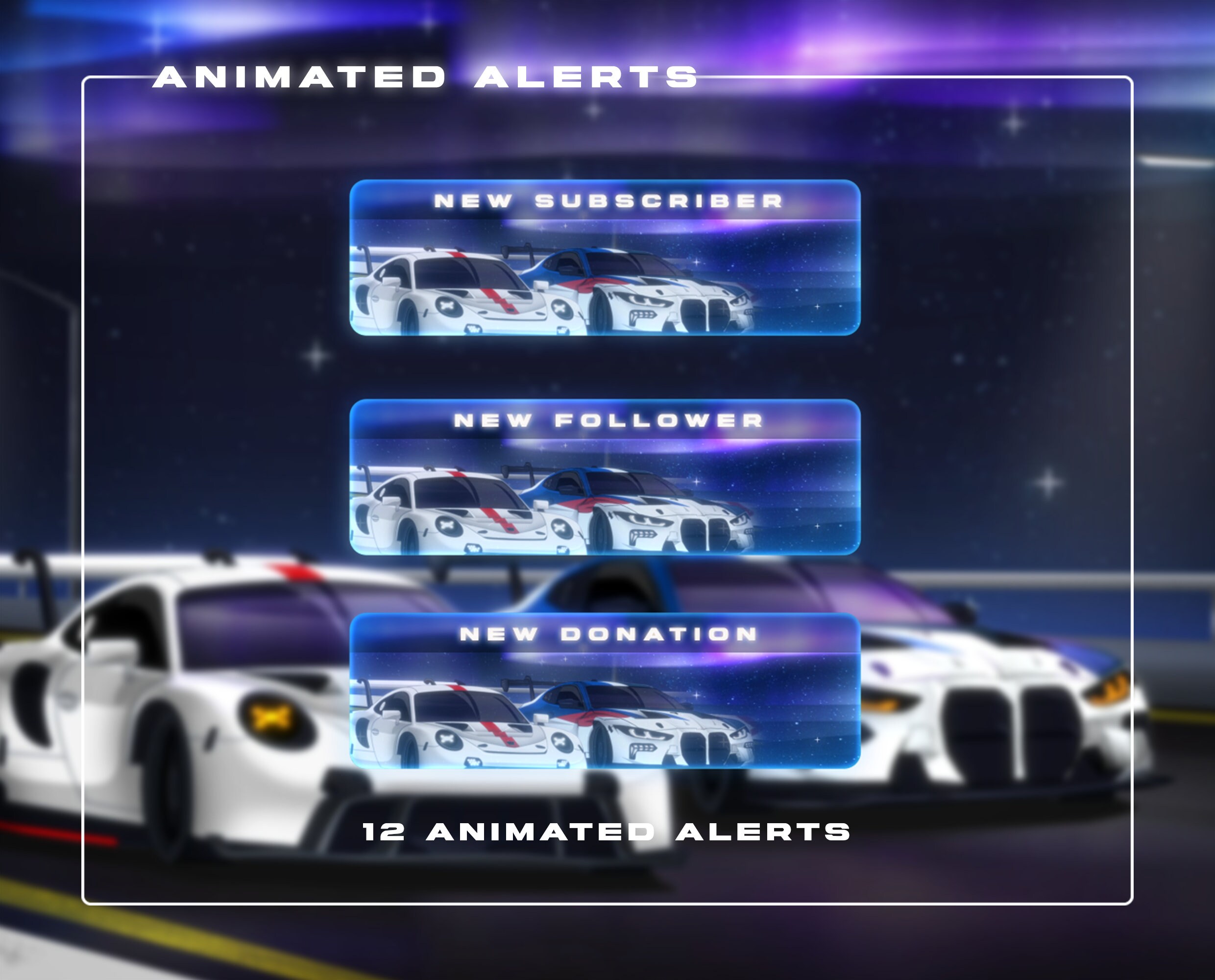 Animated Racing Twitch Overlay Pack for OBS & Streamelements | Night ...