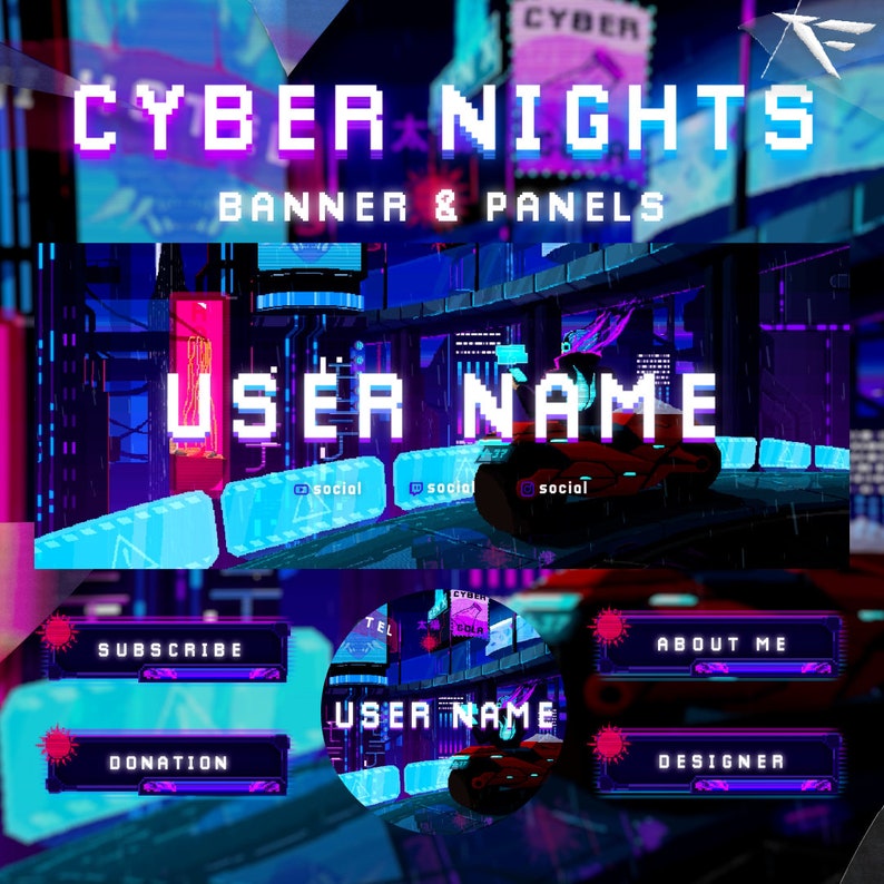 Cyber Nights Animated Stream Package/futuristic Aesthetic/pixel Art ...