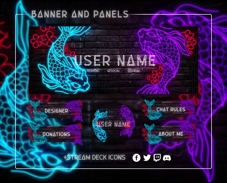 Yin Yang Animated Stream Package/japanese Aesthetic/aesthetic Neon ...