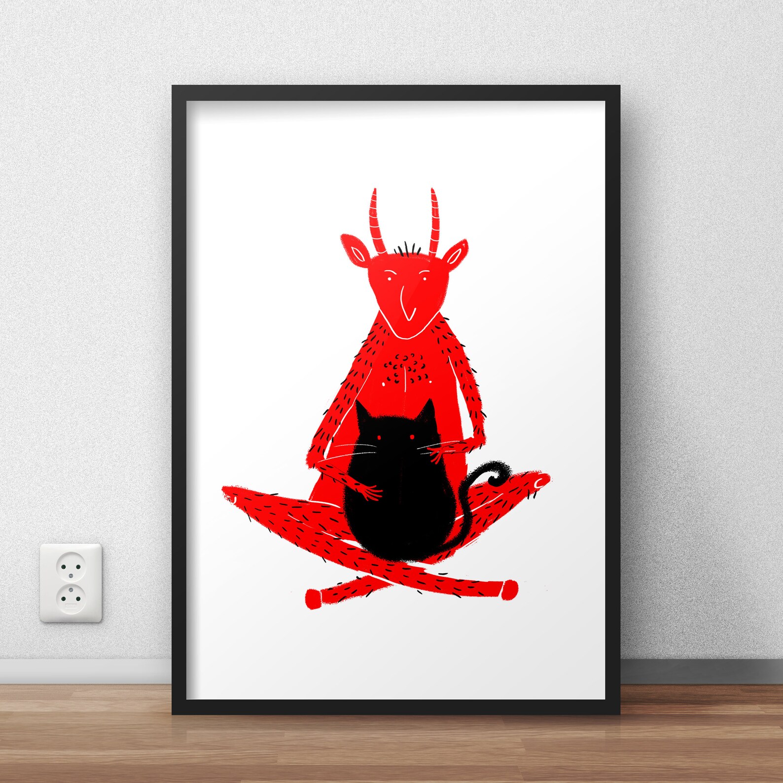Devil and Cat, Poster Print, Wall Decor Poster. Minimalist Poster, Wall ...