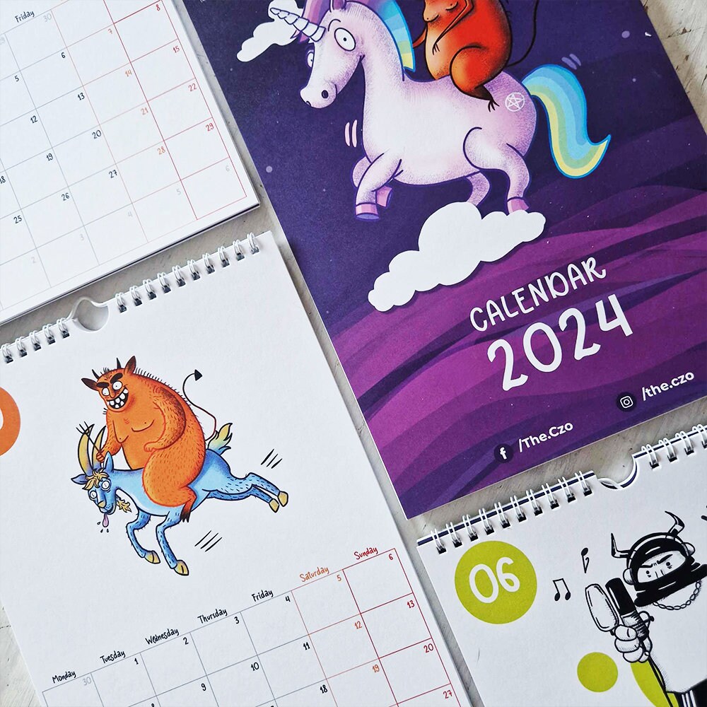 2024 Devil Calendar A4 Format Chalk Paper 350g Mate - Etsy