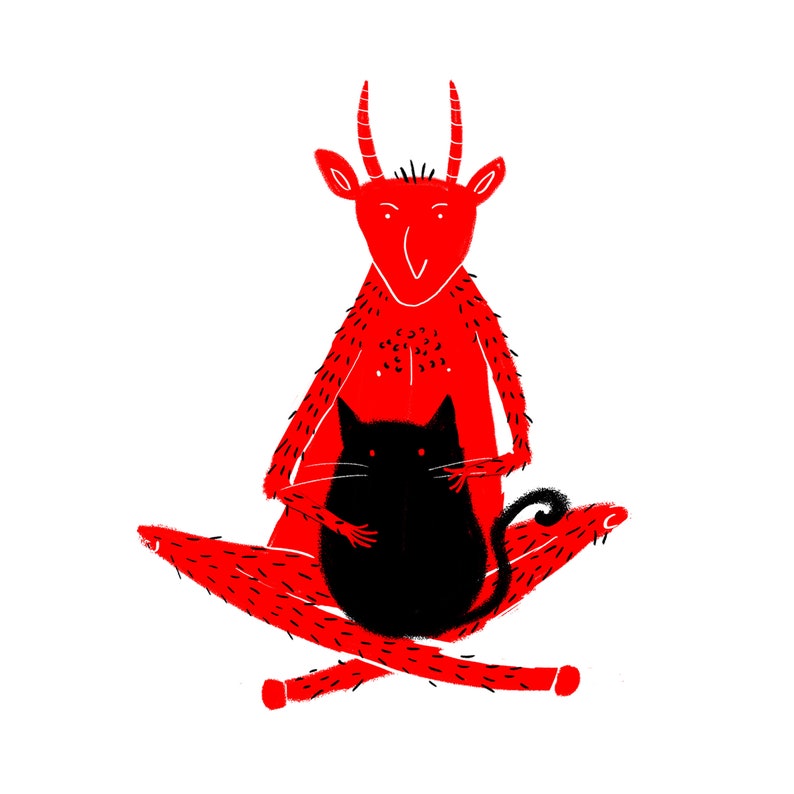 Devil and Cat, Poster Print, Wall Decor Poster. Minimalist Poster, Wall ...