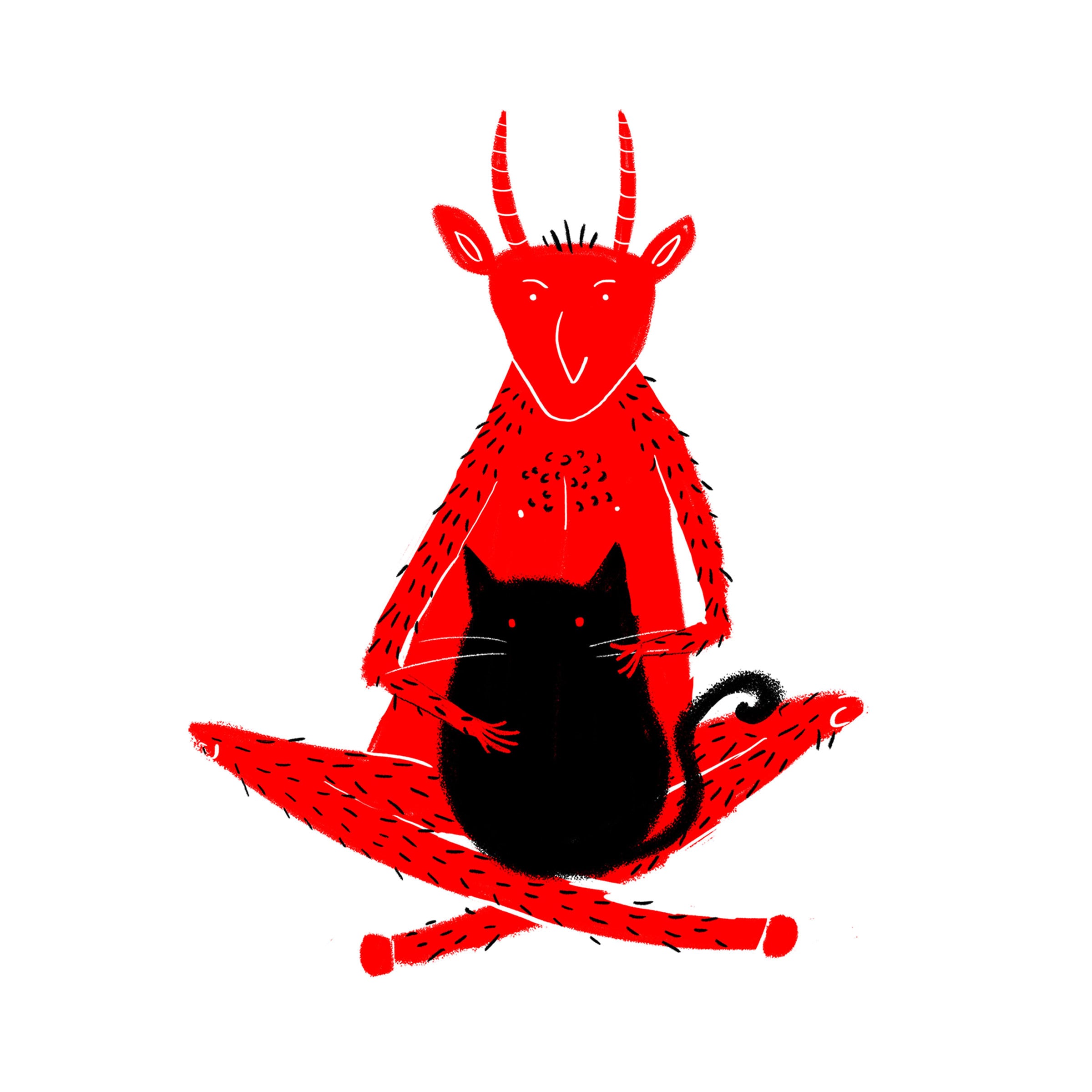 Devil and Cat, Poster Print, Wall Decor Poster. Minimalist Poster, Wall ...