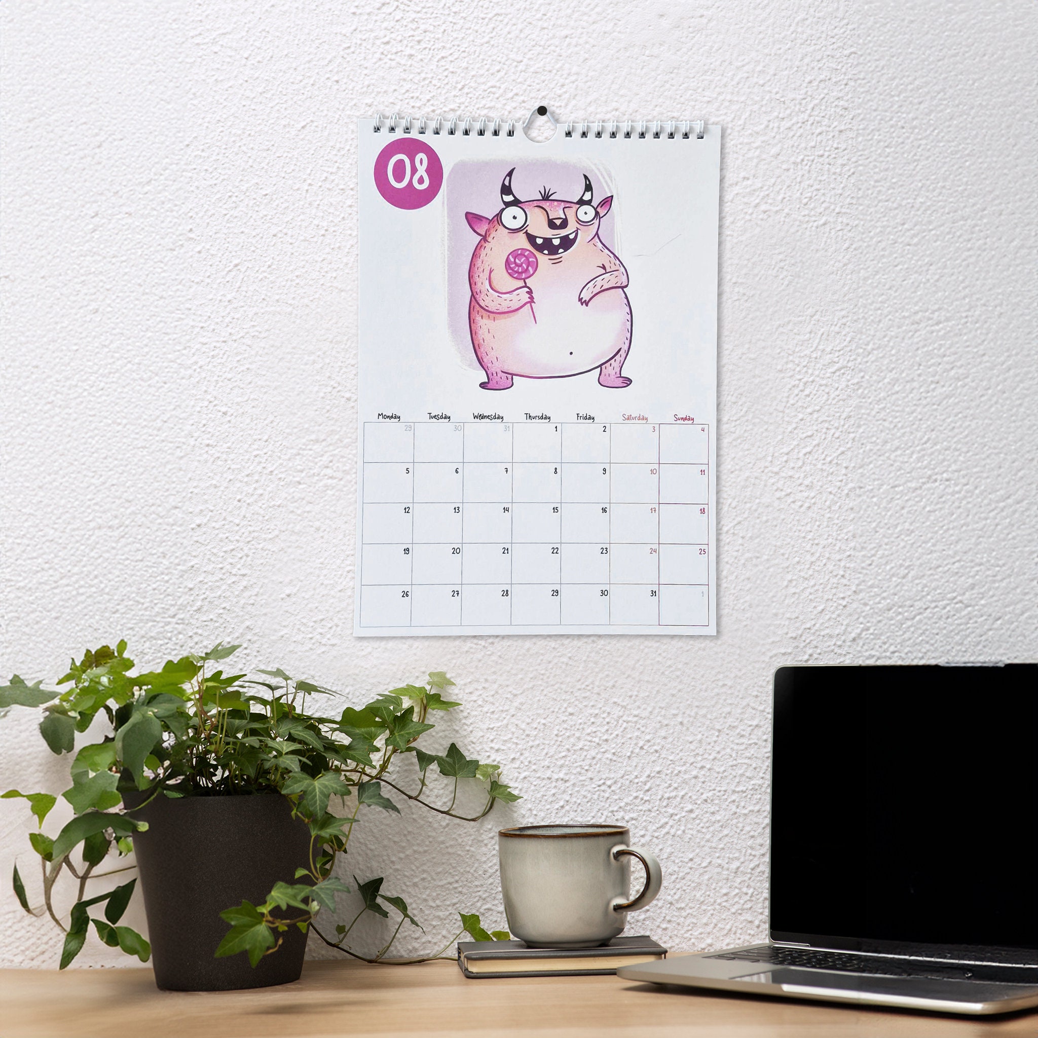 2024 Devil Calendar A4 Format Chalk Paper 350g Mate - Etsy