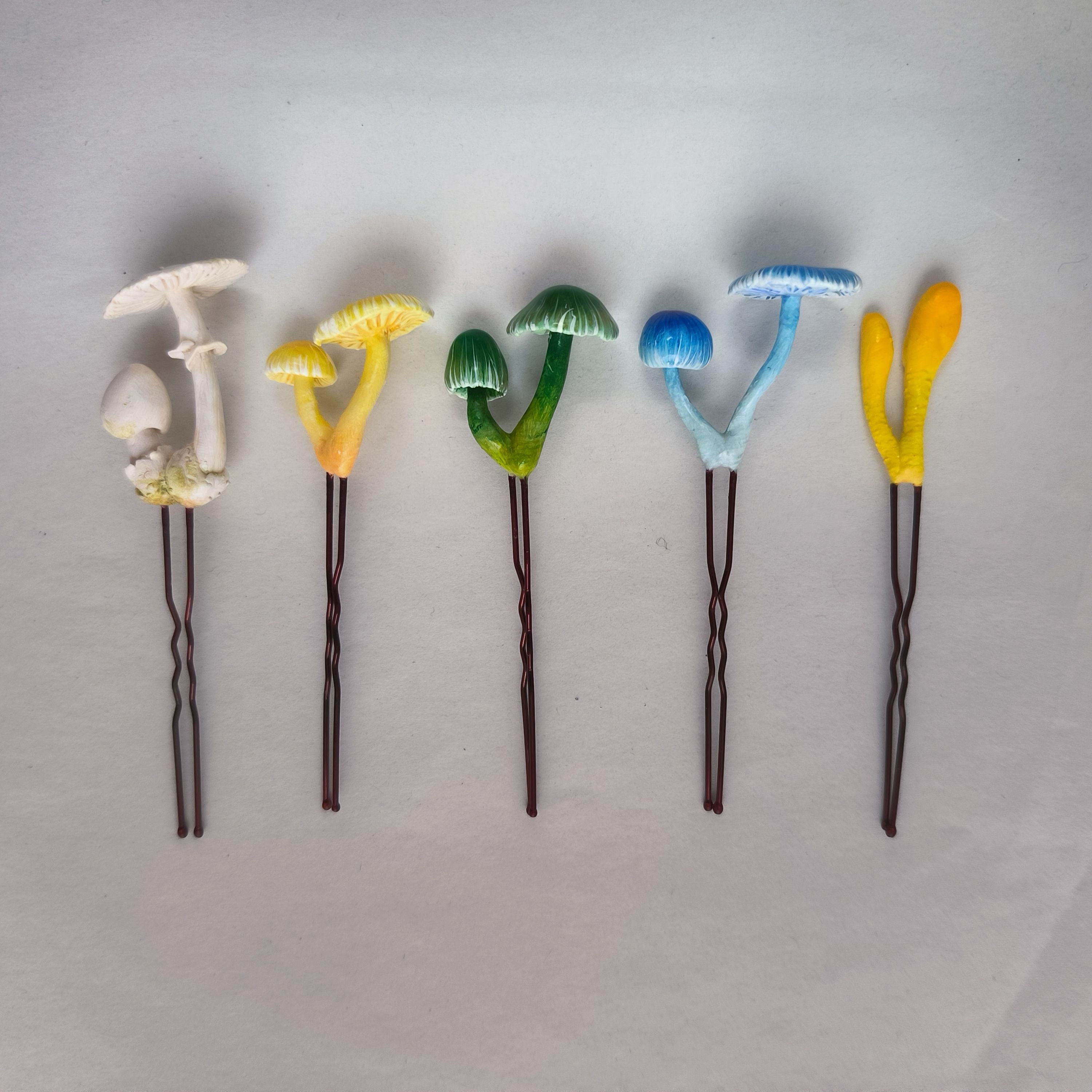 Handmade Polymer Clay Mushroom Hair Pins: Forest Witchy Accessories ...