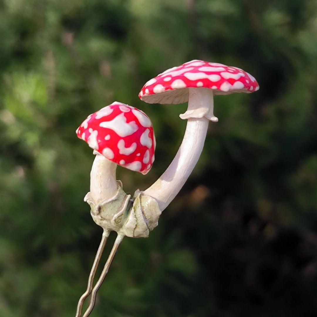 Polymer Clay Fly Amanita Hair Pin Nature Lover Gift Fantasy Cosplay ...