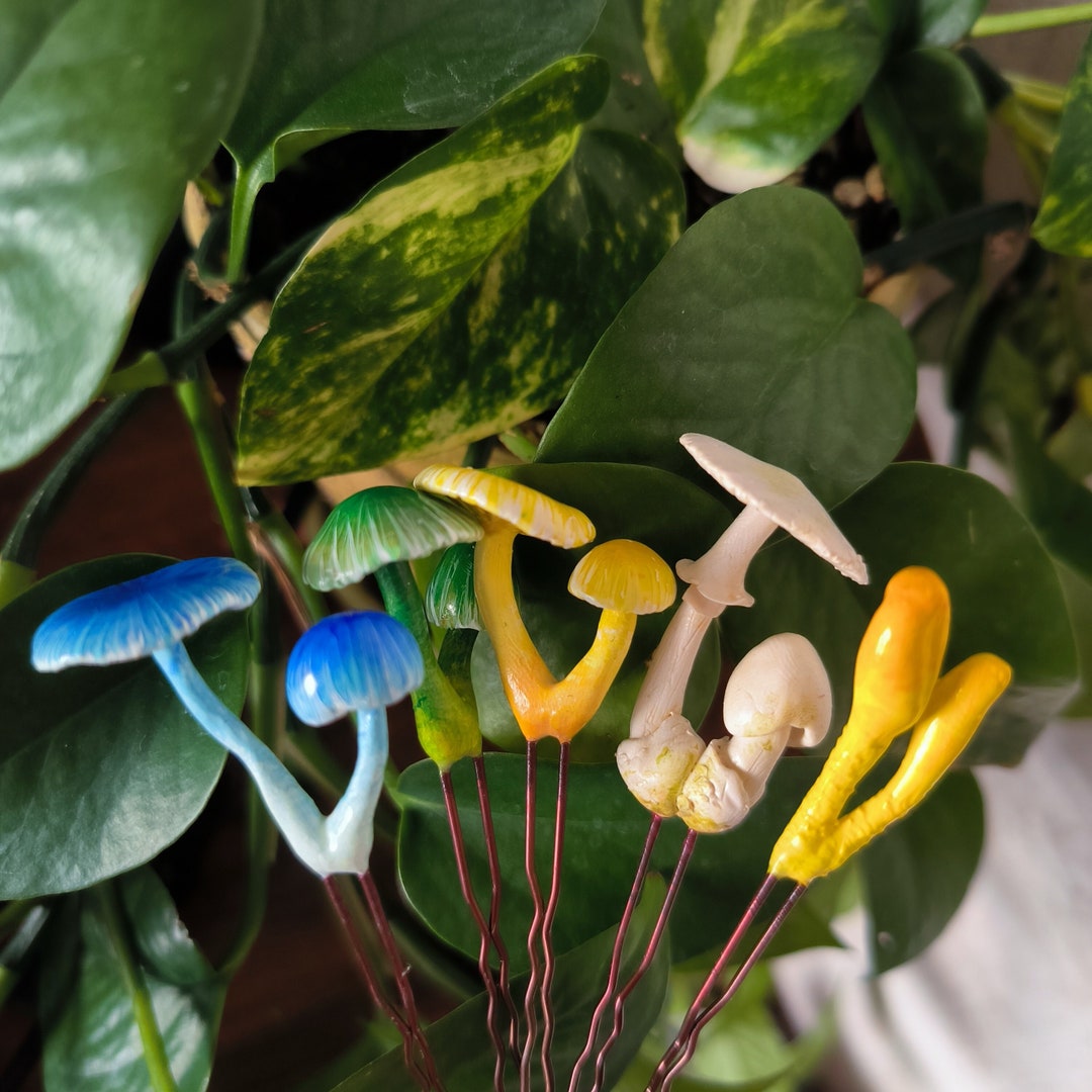 手作りポリマークレイのキノコヘアピン：森の魔女アクセサリー（5個セット） - Etsy 日本