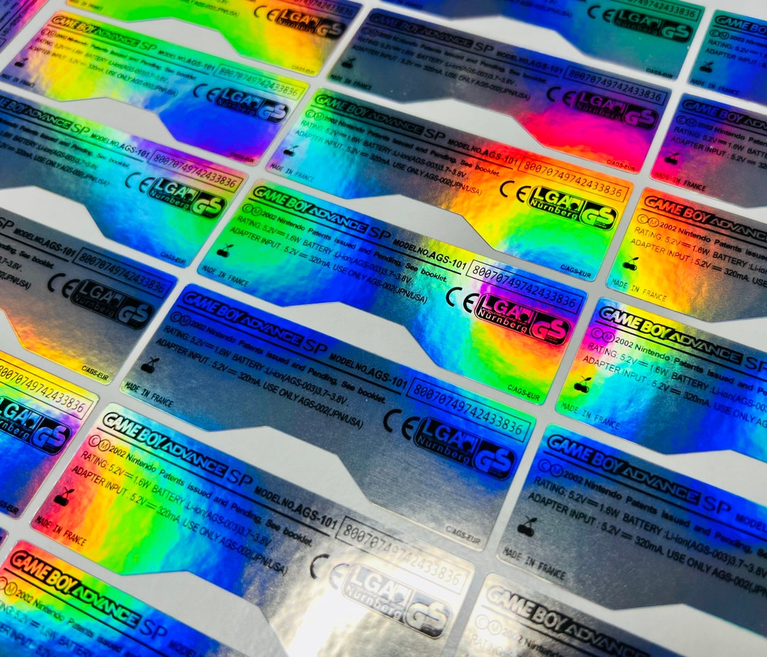 Gameboy Advance Sp Holographic Inverted Back Stickers - Etsy