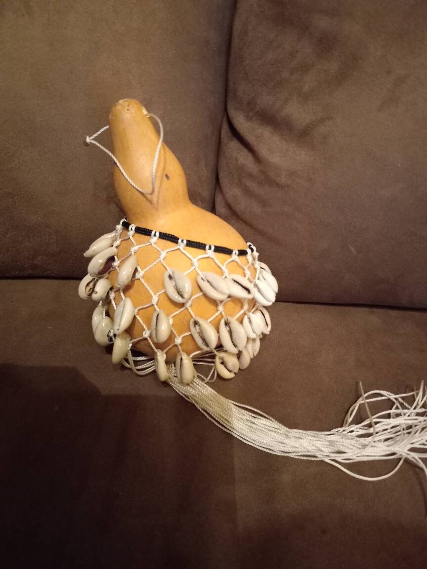 Unique Cowrie Shells Calabash Gourd Shekere Musical Shaker African ...